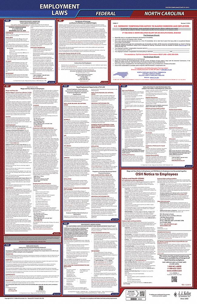 JJ KELLER, NC, English, Labor Law Poster - 36EP67|300-NC-1 - Grainger