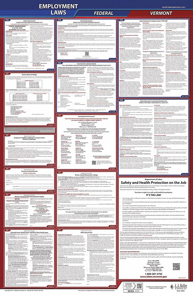 JJ KELLER, VT, English, Labor Law Poster - 36EN81|300-VT - Grainger