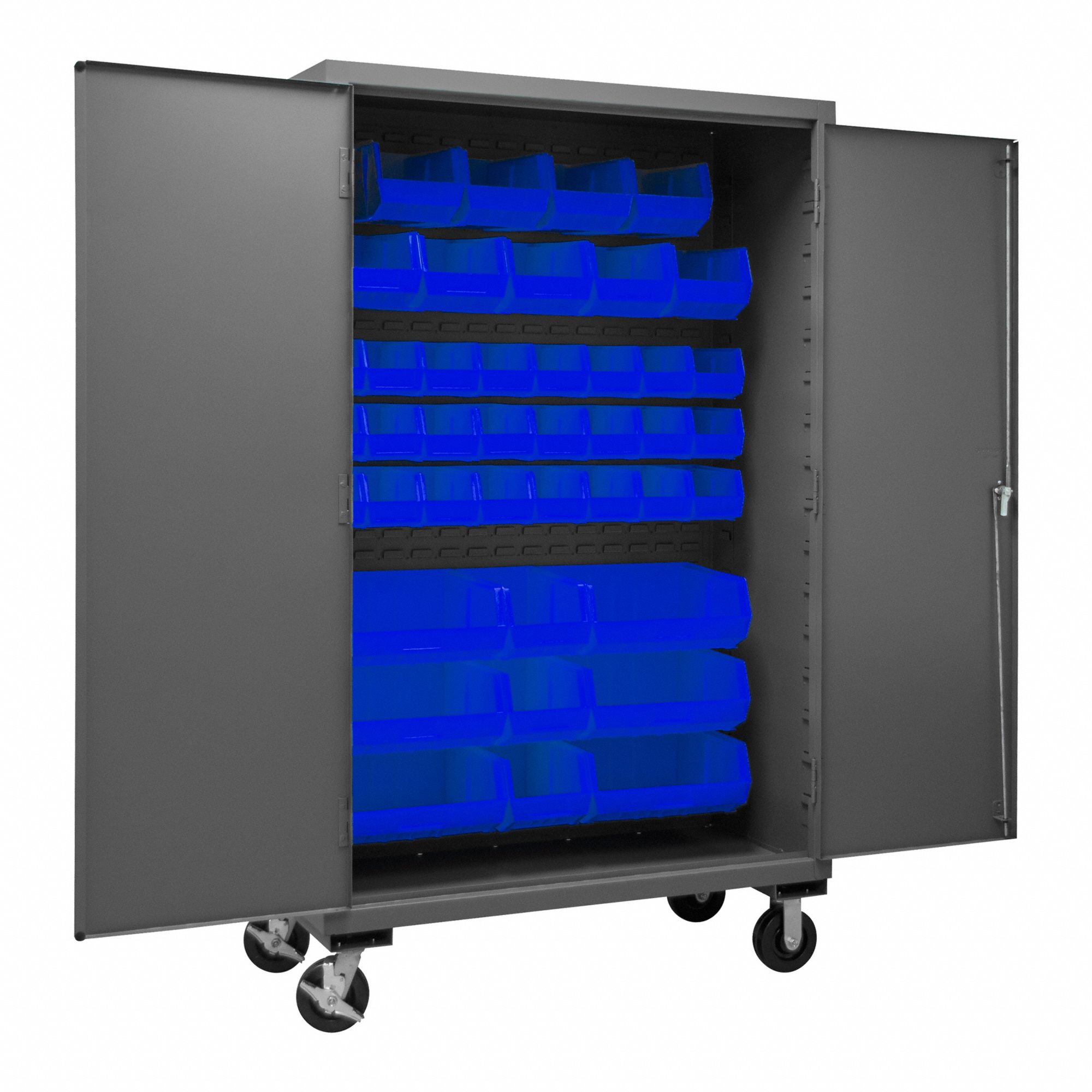 DURHAM MFG Bin Cabinet: 48 in x 24 in x 80 in, 0 Shelves, 42 Bins, Blue ...