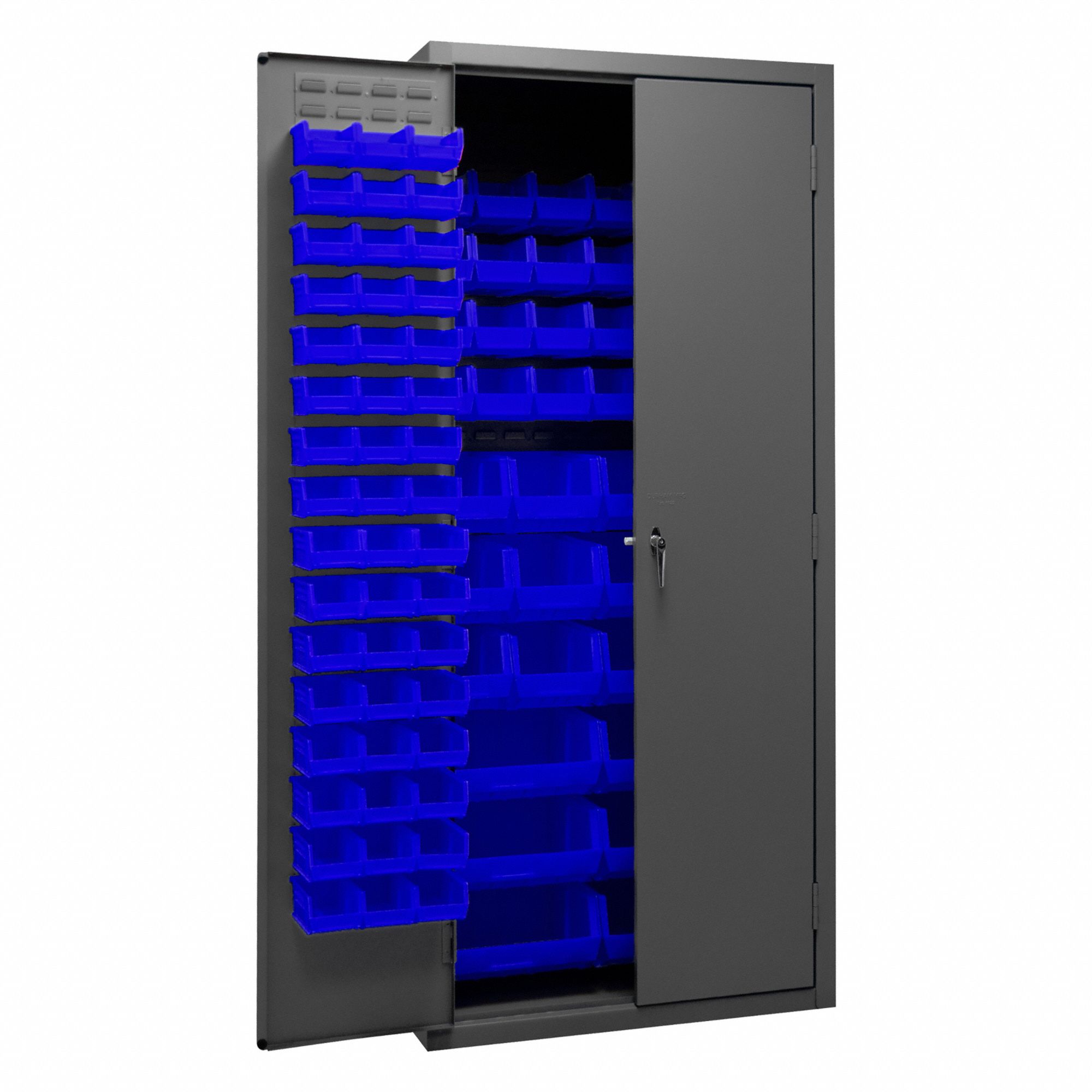 DURHAM MFG Bin Cabinet: 36 in x 24 in 84 in, 0 Shelves, 138 Bins, Blue ...