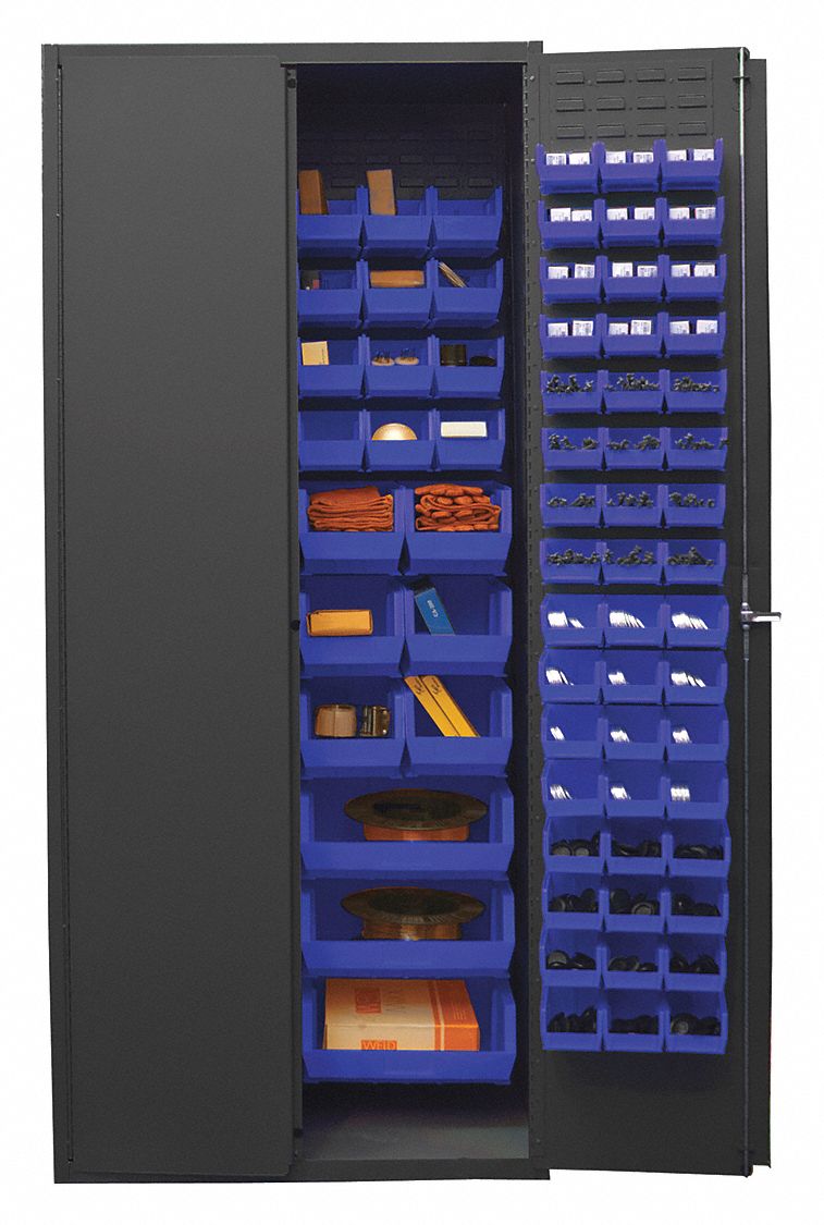 DURHAM MFG Bin Cabinet: 36 in x 24 in 84 in, 0 Shelves, 138 Bins, Blue ...