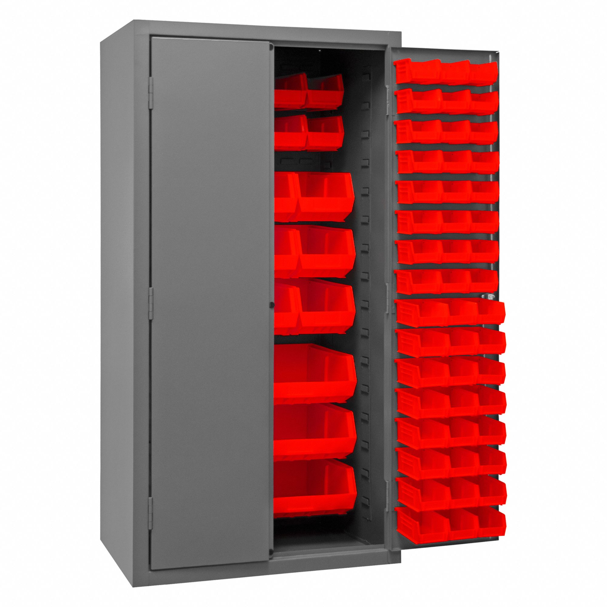 DURHAM MFG Bin Cabinet: 36 in x 24 in 72 in, 0 Shelves, 126 Bins, Red ...