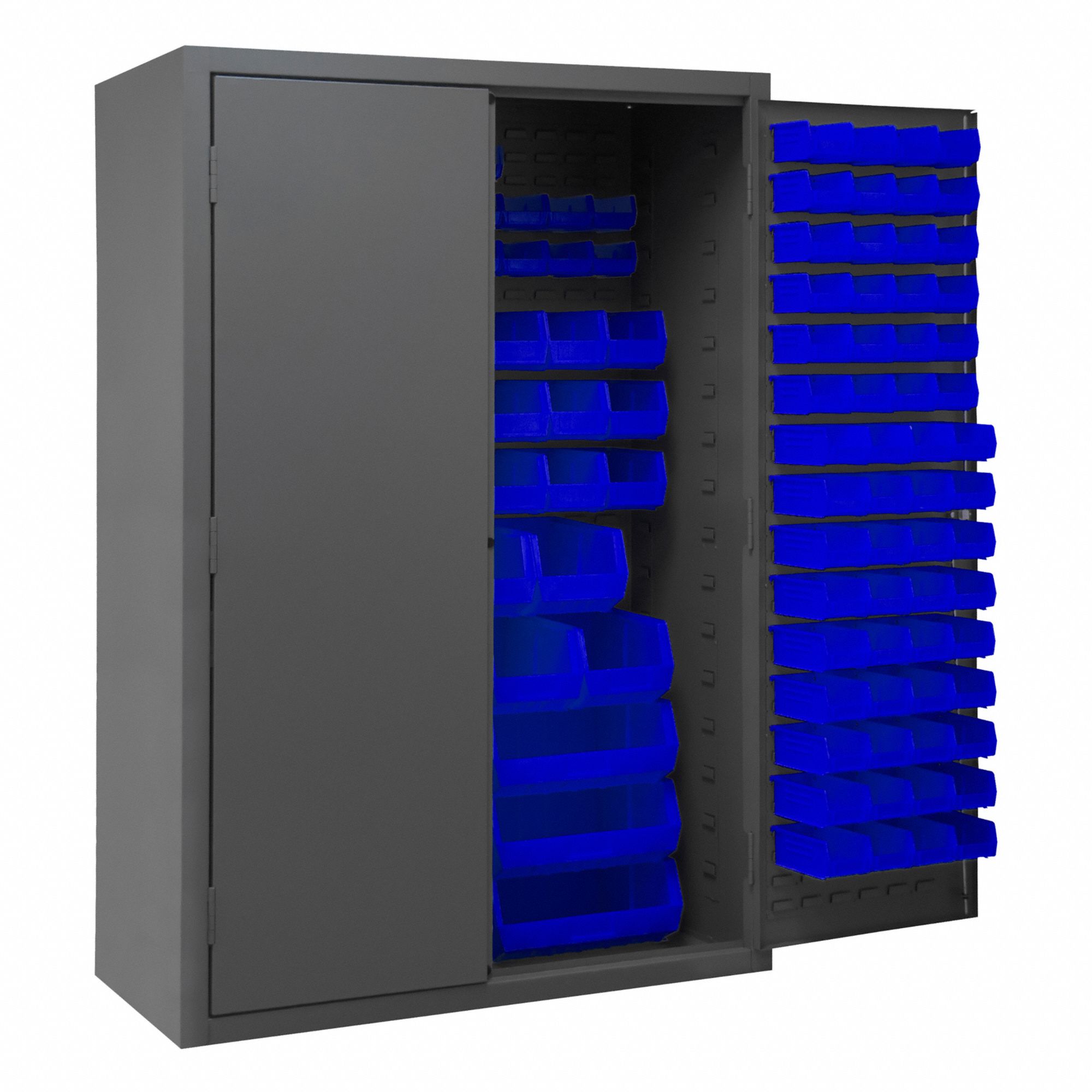 DURHAM MFG Bin Cabinet: 48 in x 24 in 72 in, 0 Shelves, 186 Bins, Blue ...
