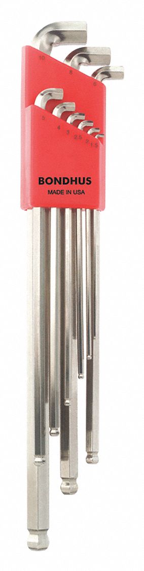 BONDHUS, 9 Pc Stubby Ball End Hex Key S - 36F560|16799 - Grainger
