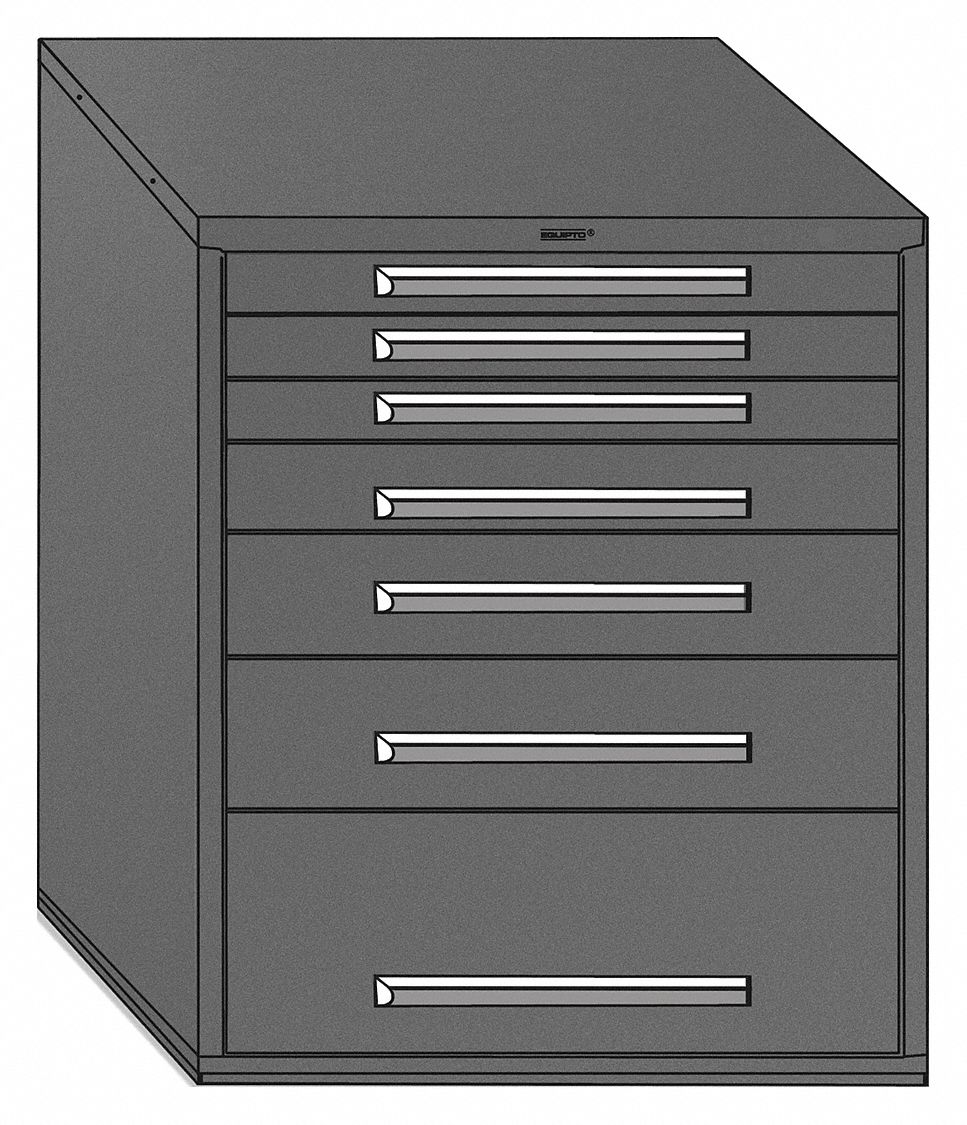 EQUIPTO, 36 7/8 in x 25 in x 44 in, 7 Drawers, Modular Drawer Cabinet ...