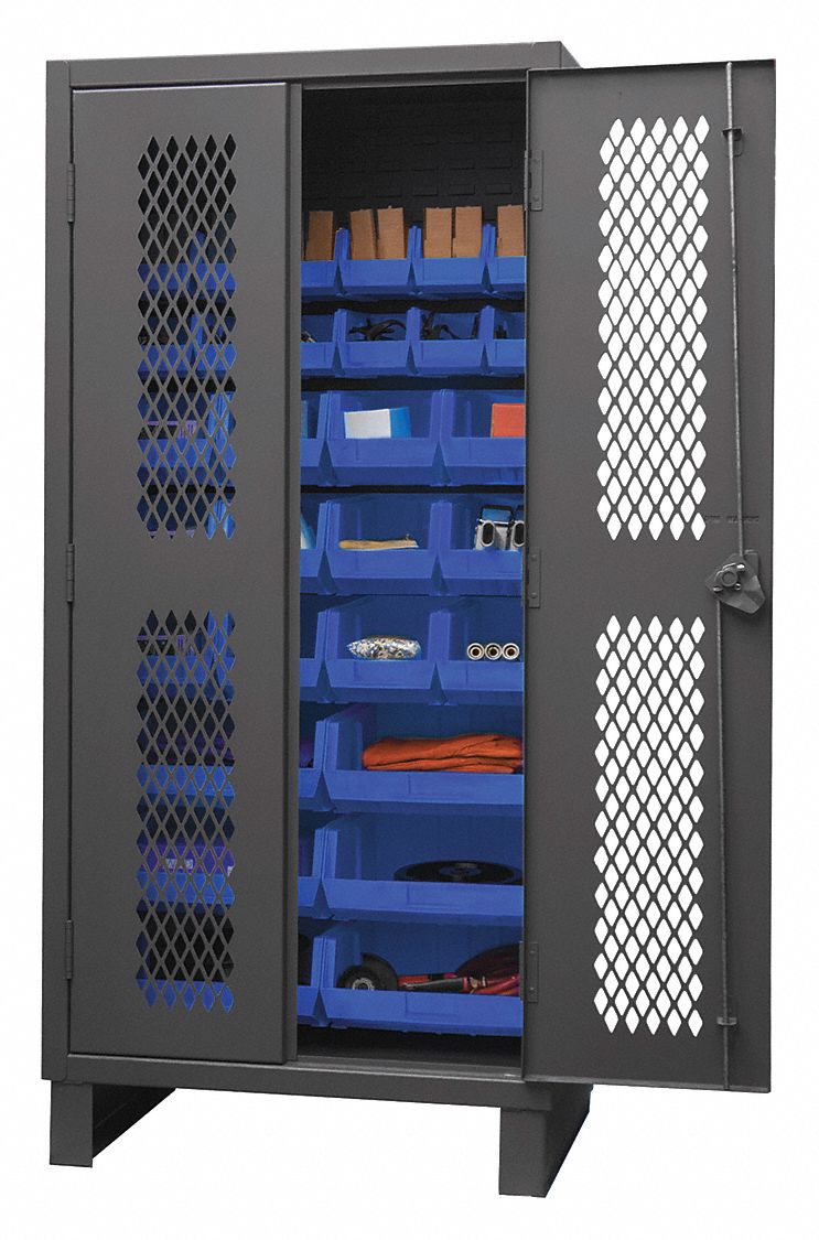 DURHAM MFG Bin Cabinet: 36 in x 24 in 78 in, 0 Shelves, 30 Bins, Blue ...