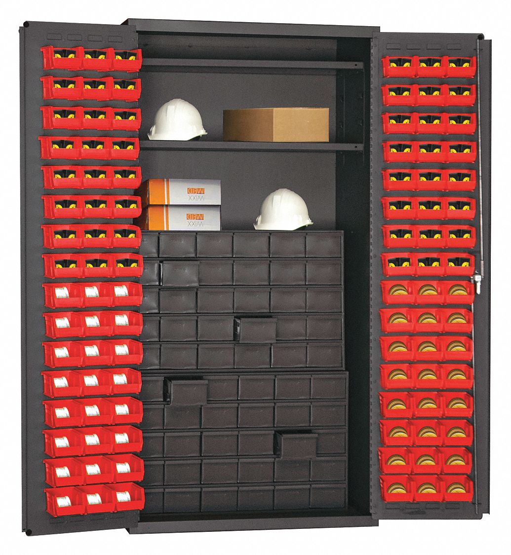 DURHAM MFG, 36 in x 24 in 72 in, 2 Shelves, Bin Cabinet - 36FA98|3501 ...