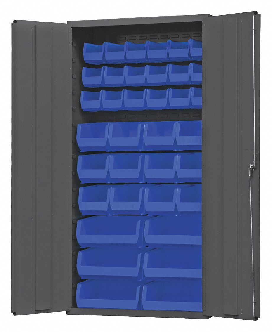 DURHAM MFG Bin Cabinet: 36 in x 18 in 72 in, 0 Shelves, 36 Bins, Blue ...