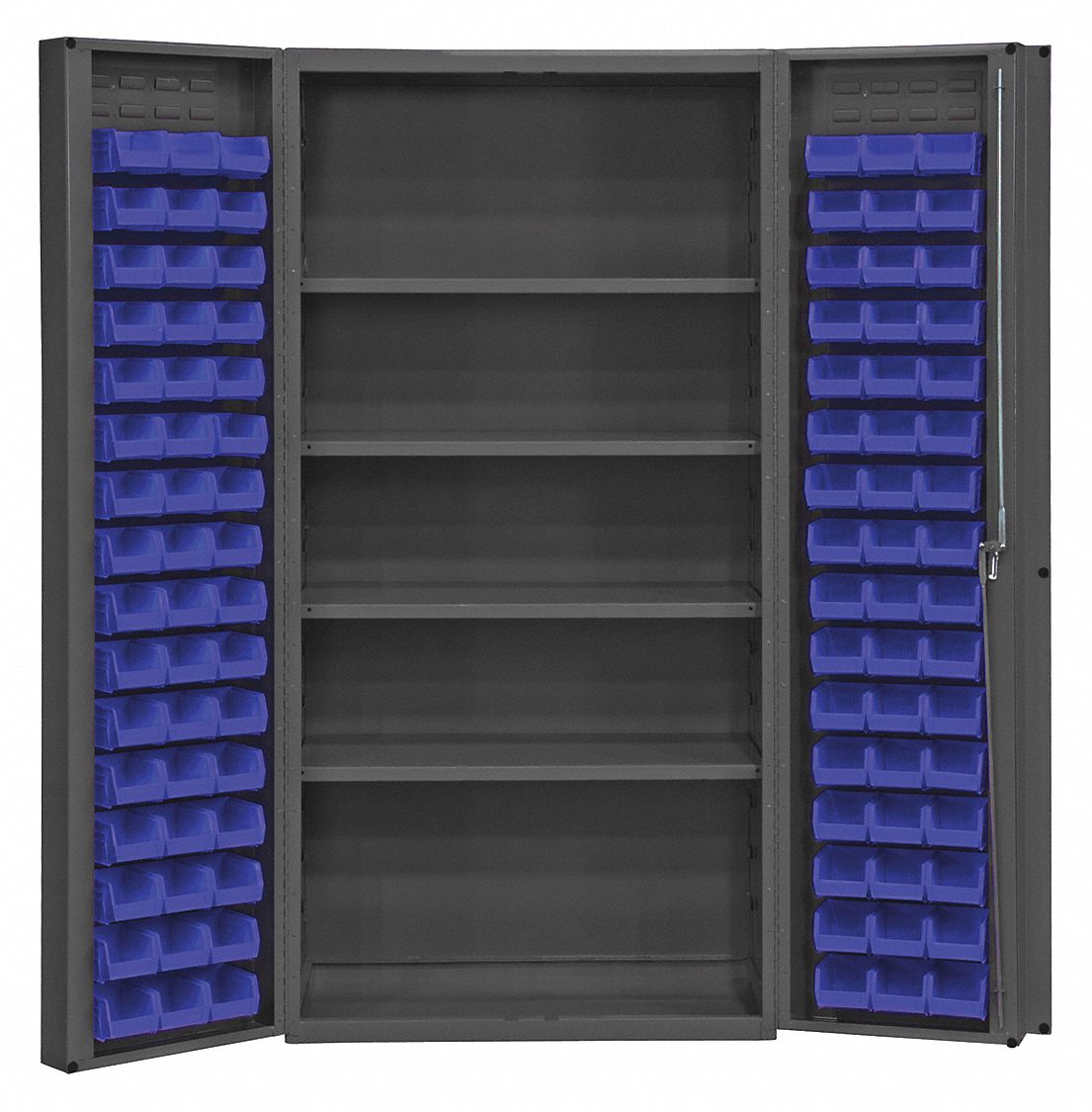 DURHAM MFG Bin Cabinet: 36 in x 24 in 72 in, 4 Shelves, 96 Bins, Blue ...