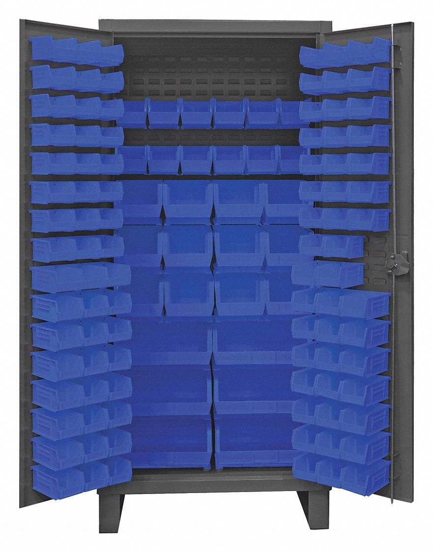 DURHAM MFG Bin Cabinet: 36 in x 24 in 78 in, 0 Shelves, 126 Bins, Blue ...