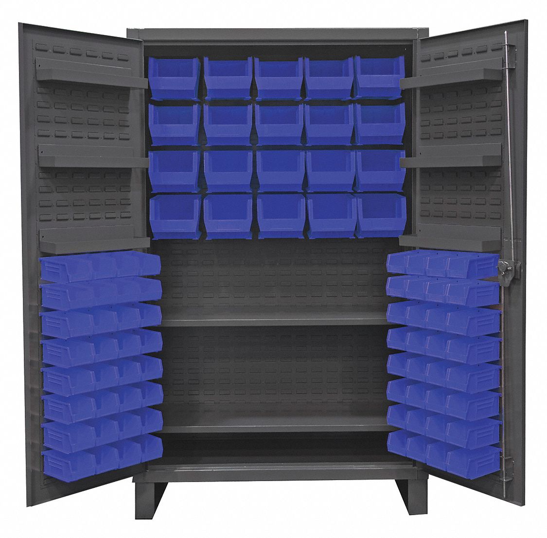 DURHAM MFG Bin Cabinet: 48 in x 24 in 78 in, 8 Shelves, 84 Bins, Blue ...