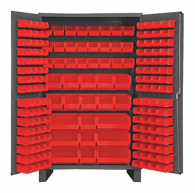 DURHAM MFG Bin Cabinet: 48 in x 24 in 78 in, 0 Shelves, 171 Bins, Red ...
