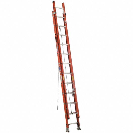 28 ft Fiberglass Extension Ladder, 300 lb Load Capacity, 53.0 lb Net ...