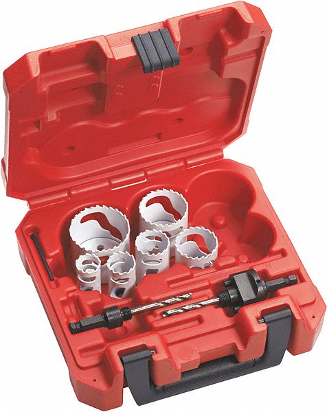 MILWAUKEE, 9 Pieces, 1 5/8 in Max. Cutting Dp, Hole Saw Kit - 36FX77|49-22-4074 - Grainger