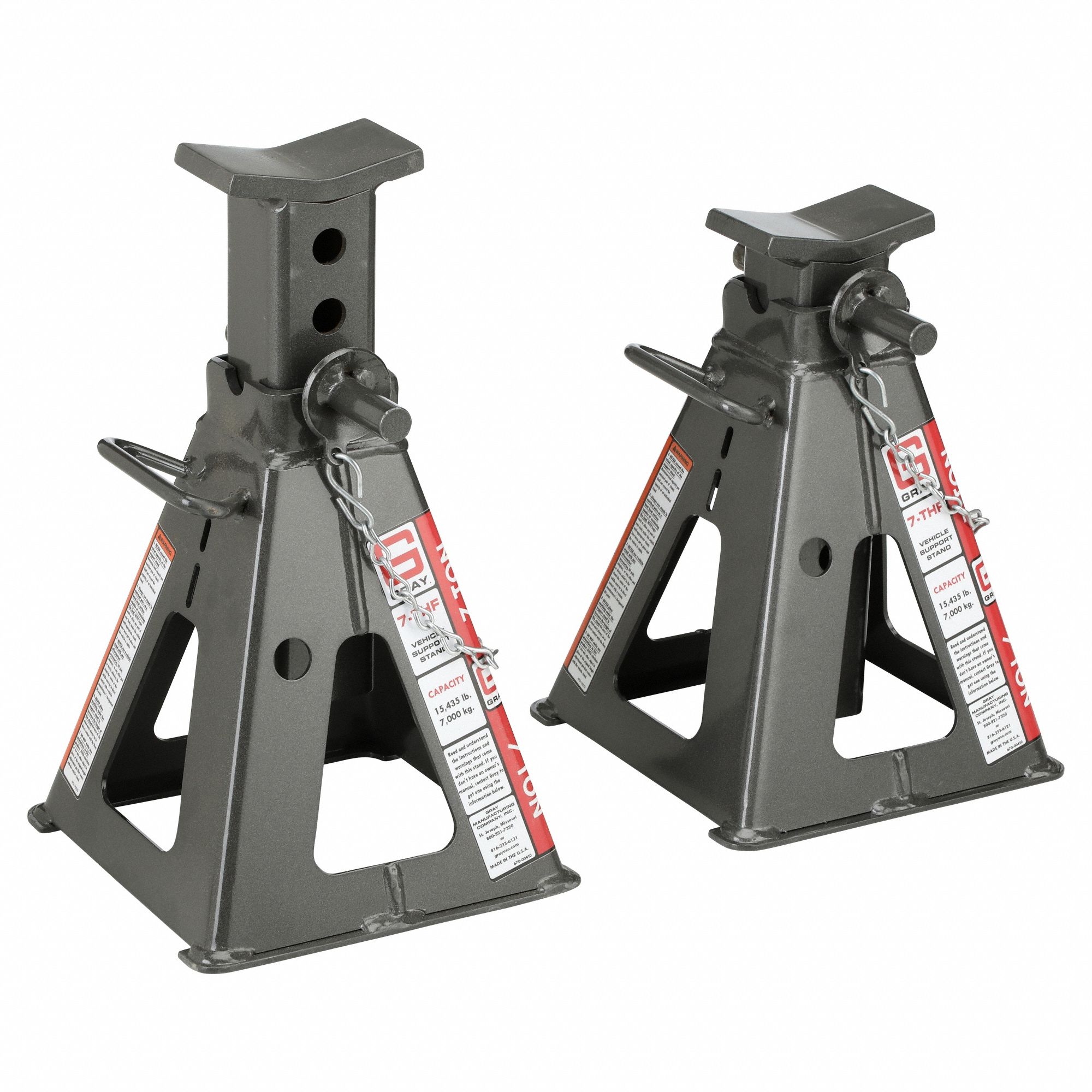 GRAY, Pin Adjustment, 7 ton Load Capacity, Vehicle Stand - 36G633|7THF ...