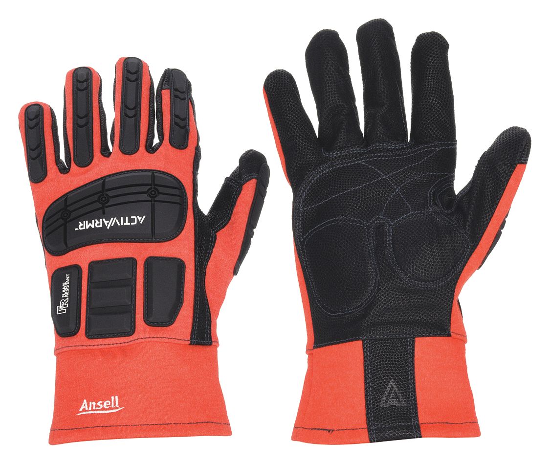 ANSELL, Goatskin, Black/Bright Orange, Cut Resistant Gloves - 36H162|97 ...