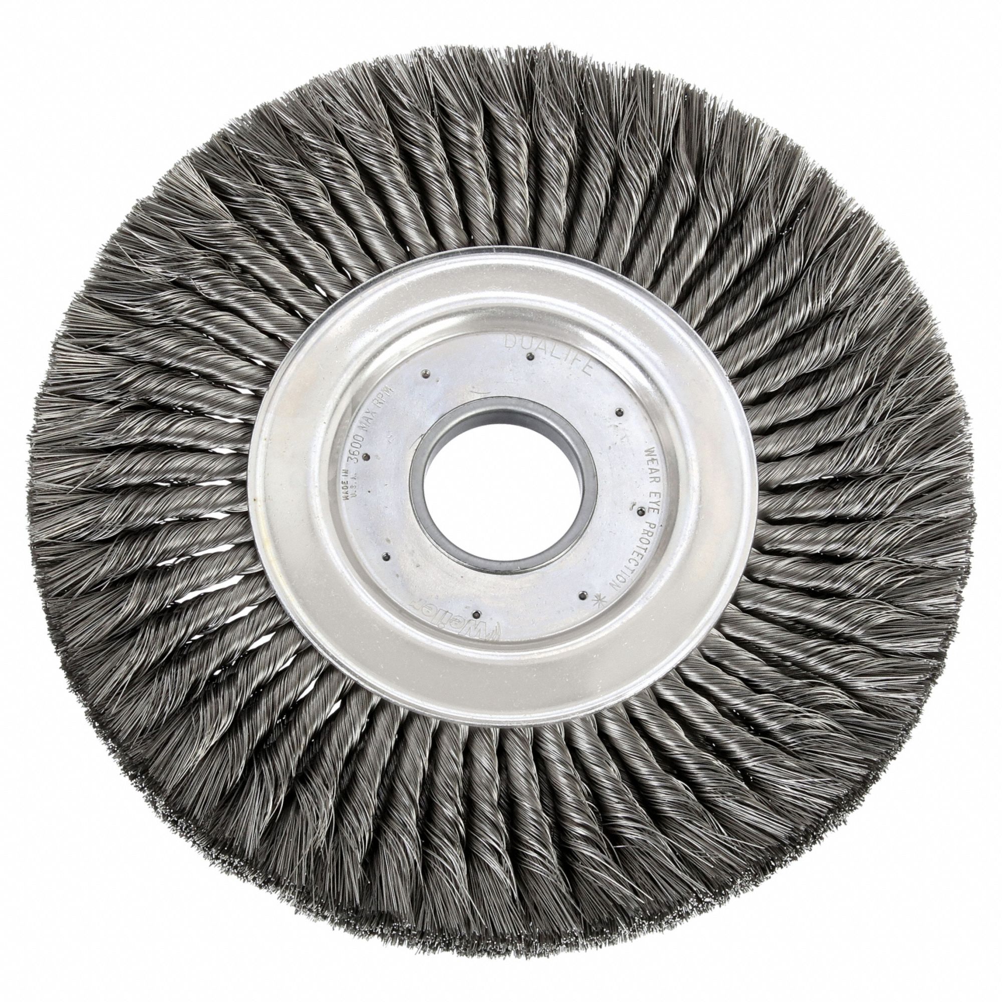 WEILER, Twisted Steel, 12 in Dia x 1 1/4 in Wd, Double-Row Wire Wheel ...