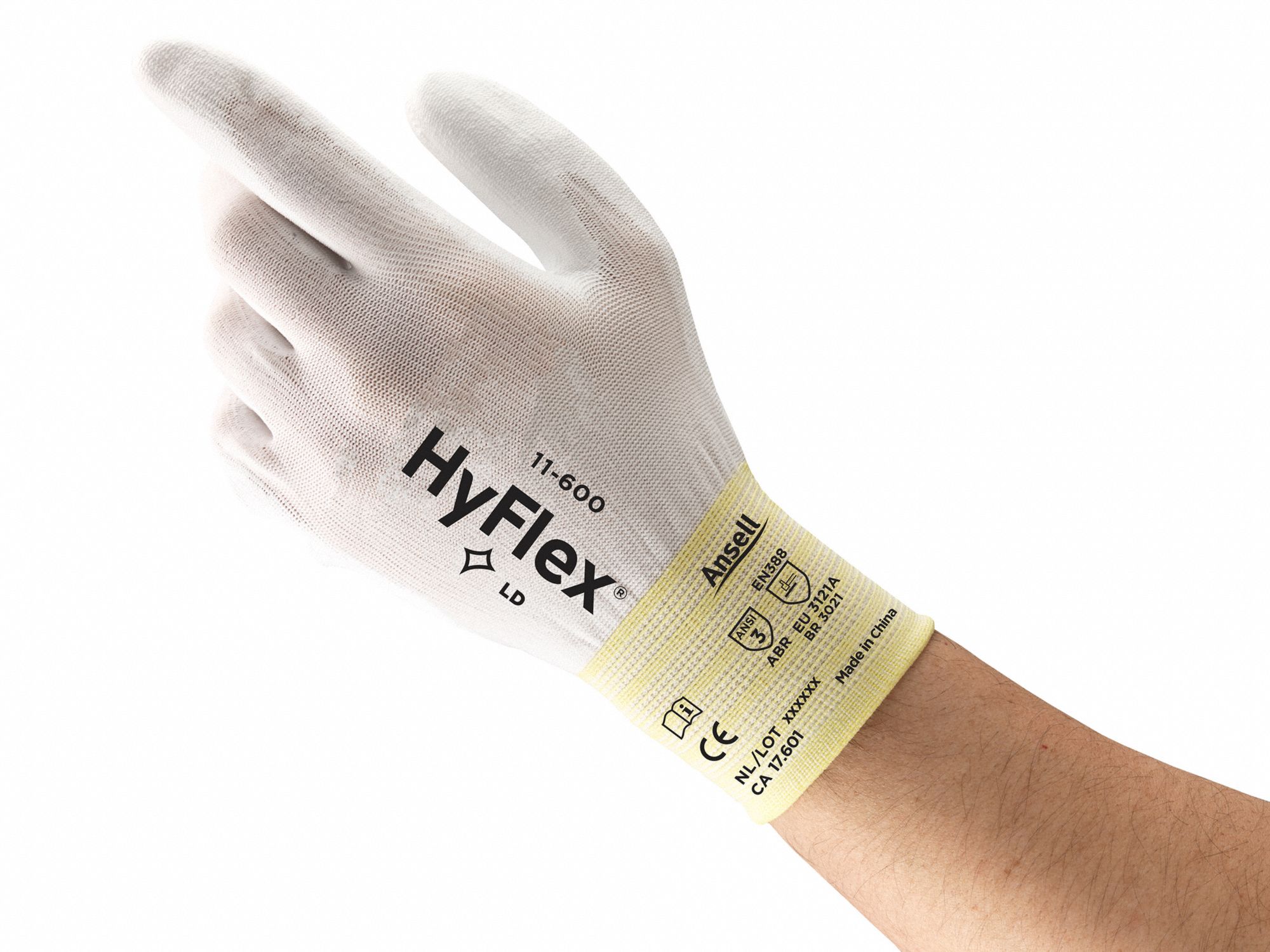 HYFLEX Coated Gloves: XL ( 10 ), Smooth, Polyurethane, Palm, Dipped ...