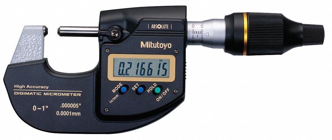 MITUTOYO Digital Outside Micrometer: 0 in to 1 in/0 to 25.4 mm Range ...