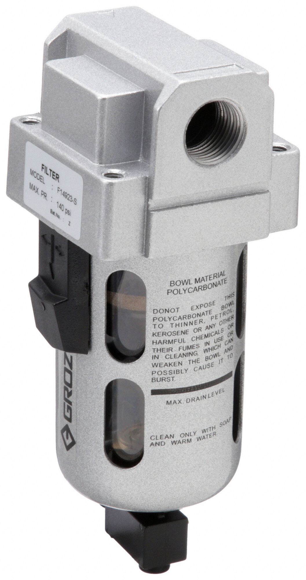 GROZ Compressed Air Filter: Particulate, 3/8 in NPT, 40 micron, 80 cfm ...