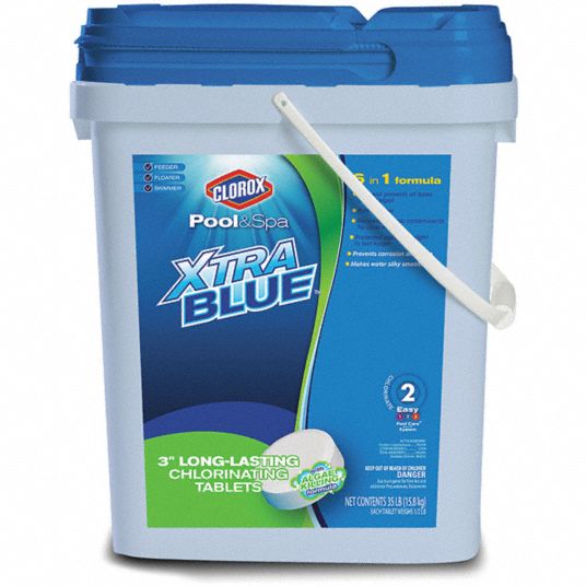 CLOROX POOL & SPA Chlorine XtraBlue: Tablet, Bucket, 35 lb - 36JT22 ...