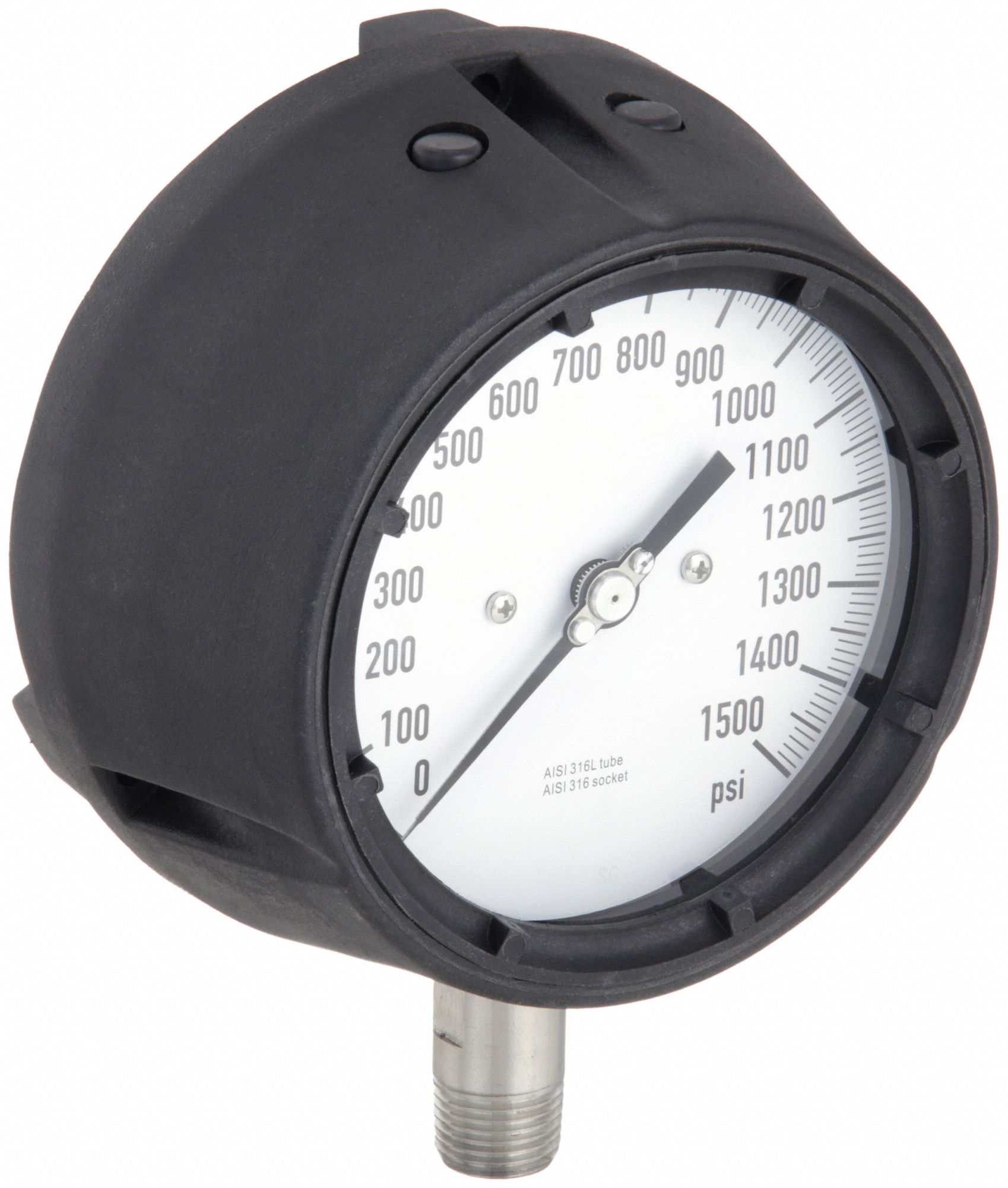 0 psi to 1,500 psi, White, Industrial Pressure Gauge - 36JV23|36JV23 ...