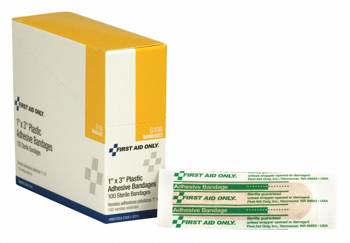 FIRST AID ONLY, Strip Bandages, 1 in Wd, Adhesive Bandage - 36LF30|G106 ...