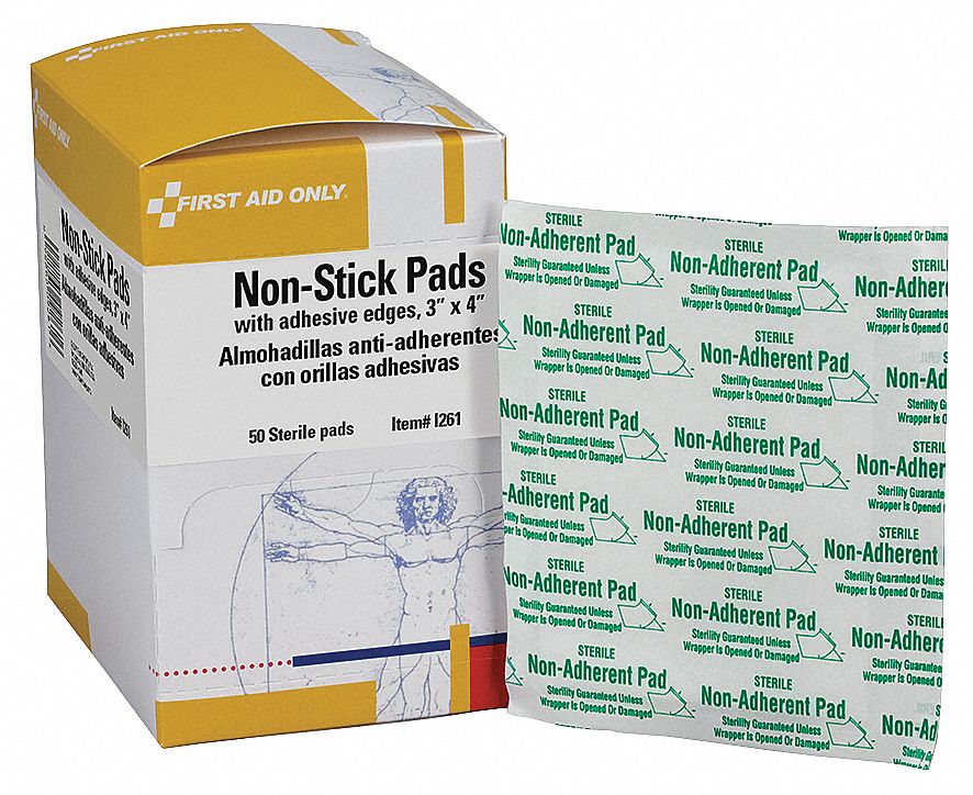 FIRST AID ONLY, 4 in Dressing Lg, 3 in Dressing Wd, Nonstick Pad ...