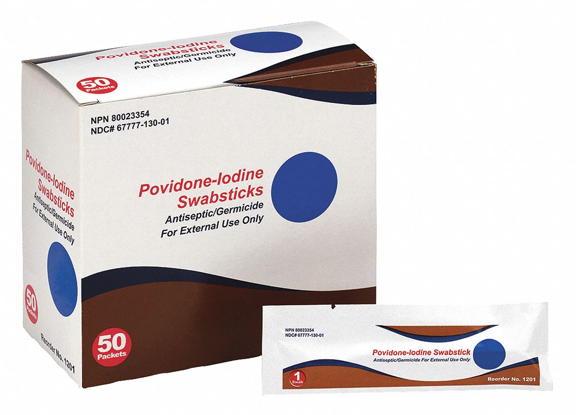 FIRST AID ONLY, Swab, Povidone Iodine, Topical Antiseptic Swab - 36LF58 ...
