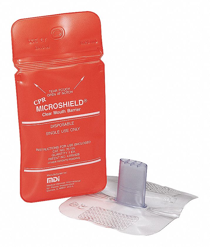 CPR Face Shield, 1 People Served, Number of Components 1, Polyester, 5 ...