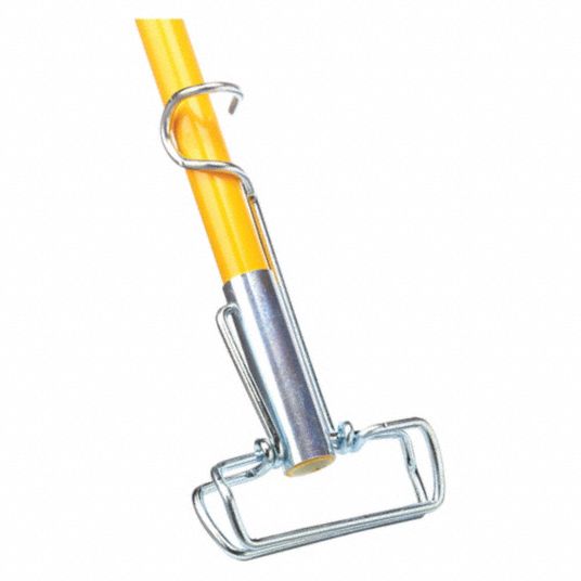 Wet Mop Handle, Clamp Mop Connection Type, Yellow, Fiberglass, 60 in ...