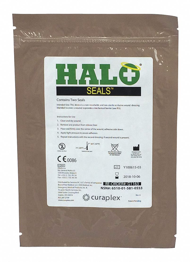 MEDSOURCE, 8 1/4 in Dressing Lg, 5 1/2 in Dressing Wd, Adhesive Bandage ...