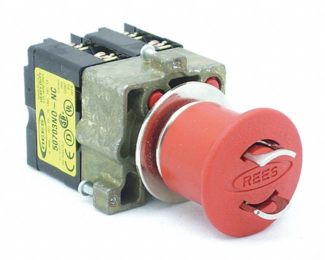 REES Emergency Stop Push Button, 22 mm, Maintained Push, Padlock ...