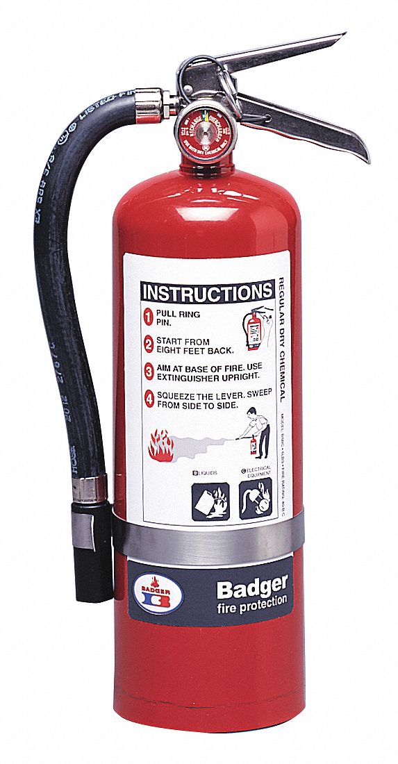 BADGER, 5.5 lb Extinguisher Capacity, 40B:C, Fire Extinguisher - 36MA32 ...