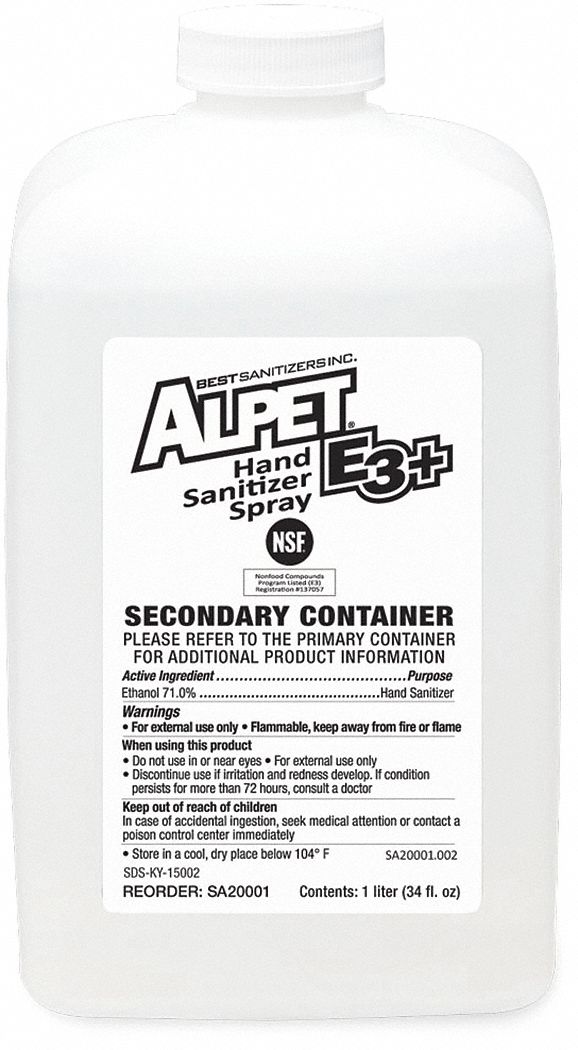 BEST SANITIZERS, INC., 7 in Overall Ht, 3 1/2 in Overall Wd, Hand ...