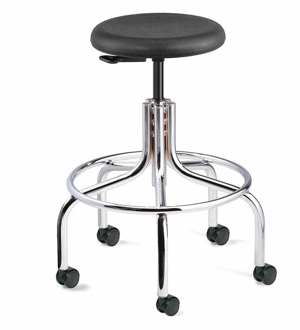 BEVCO Round Stool: 24 in Overall Ht, Pneumatic Lever, 18 in min to 23 ...