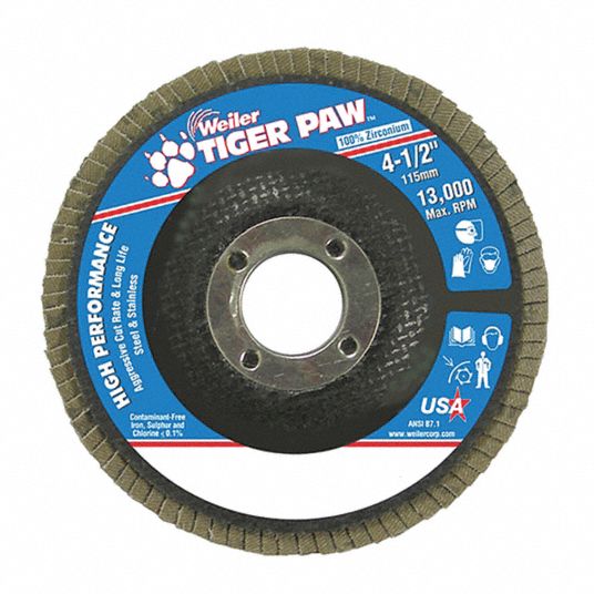 WEILER, Type 29, 4-1/2" x 7/8", Flap Disc - 36RC98|51119V - Grainger