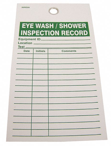 Eye Wash Station Checklist Eye Wash/Shower Inspection, 3 In Wd, Tag