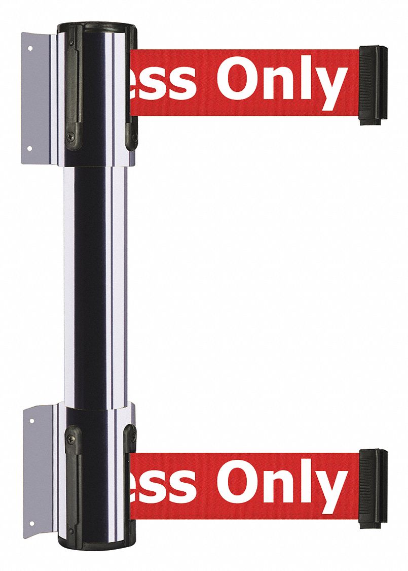 TENSABARRIER, Fixed Mounting Plate, 7 1/2 ft Belt Lg, Belt Barrier ...