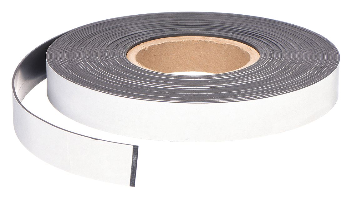 Magnetic Strip, Indoor/Outdoor Adhesive, 6 lb Max. Pull, 50 ft Length ...