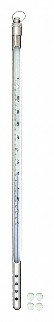 12 in Lg. x 3 in Immersion, -4° to 230°F, Armored Liquid In Glass ...