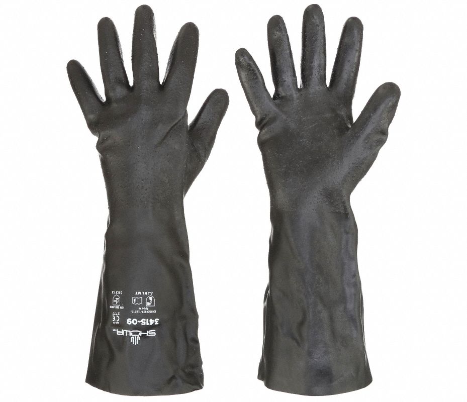 SHOWA Guantes Resistentes a Químicos Neopreno Negro Talla G - 36UN92 ...