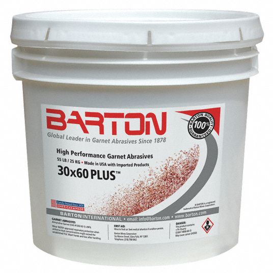 Garnet Blast Media, 297 to 710 Nominal Dia. Micron Range, 55 lb Pail ...