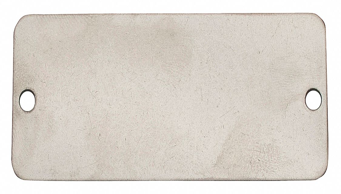 Blank Tag, Height 1 1/2 in, Width 3 in, Aluminum, Gray, PK 100 - Grainger