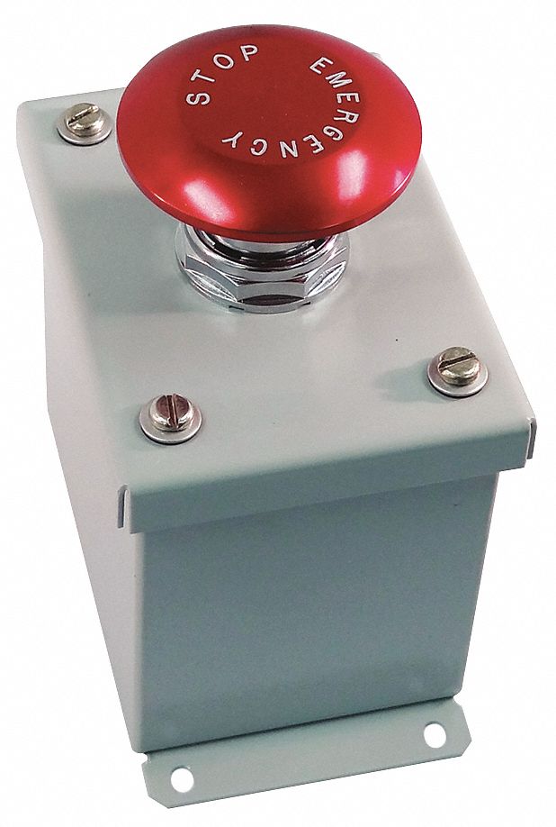 DAYTON Push Button Control Station, 1NC, Emergency Stop, 65mm Mushroom ...