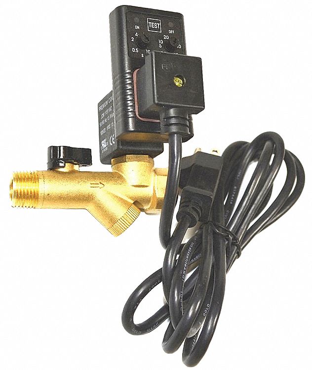 1/2 in NPT, 115V, Brass Timed Electric Auto Drain Valve - Grainger