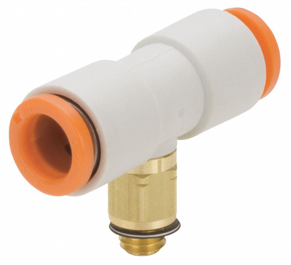 SMC Conector T,Bco/Gris,Tubo 5/32pulg.,10-32 - Tees, Yees y Cruces a ...