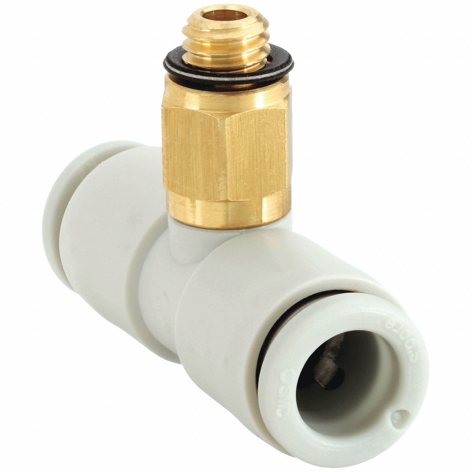 SMC, 4 mm OD x 4 mm OD x 5 mm Pipe x 4 mm OD Size, 30 13/16 mm Overall Lg, Push-Fit Tee Fitting ...