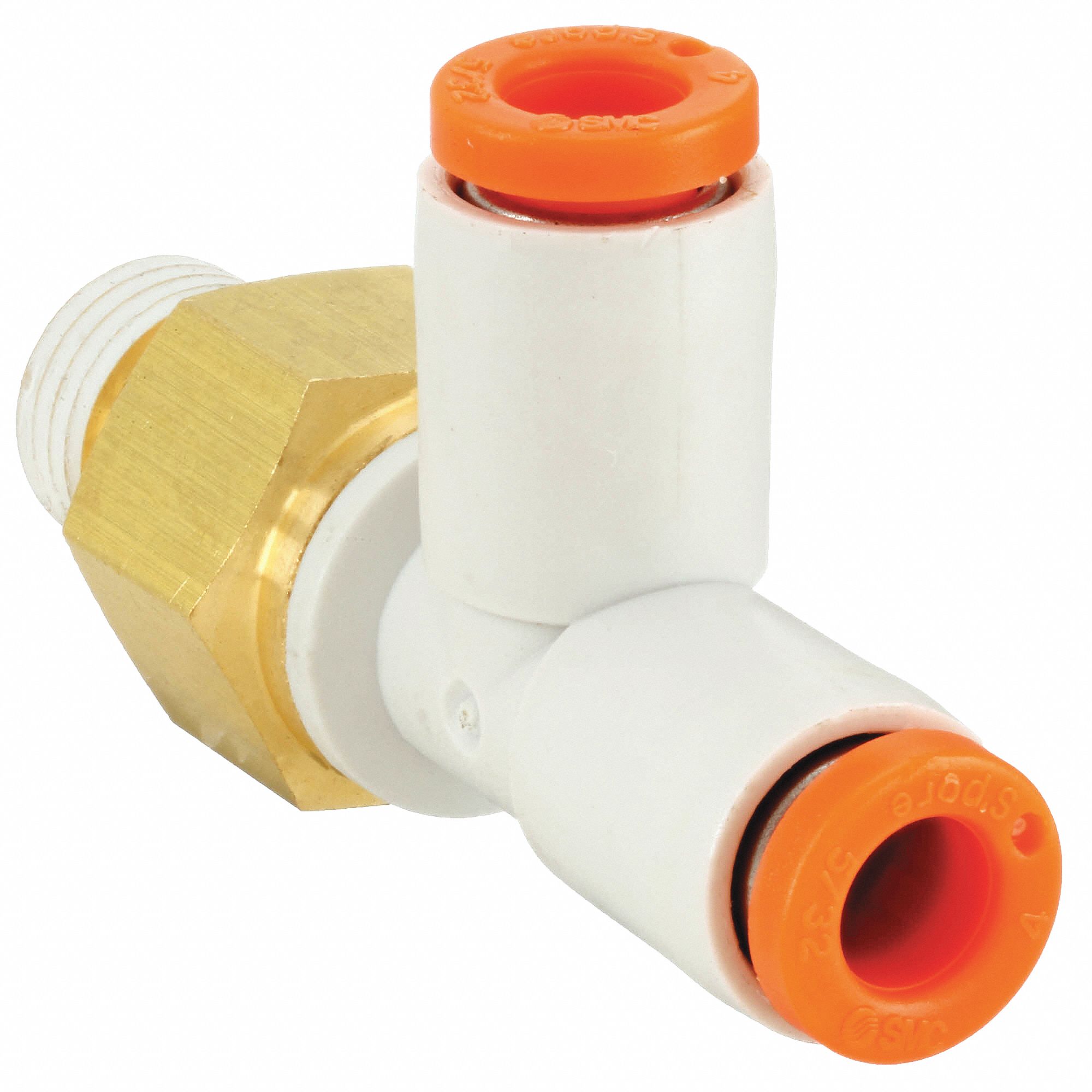 SMC, 1/16 in Pipe x 5/32 in OD x 5/32 in OD Size, 39 3/32 mm Overall Lg, Push-Fit Tee Fitting ...