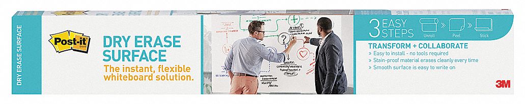 Plastic Dry Erase Sheet, 36" Width, 24" Height, 1 EA - Grainger